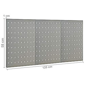 Tidyard 3 Piece Wall-Mounted Peg Boards, Steel Wall Panels with Holes, Metal Tool Pegboards Storage Organizer Gray for Garage, Workbench, Workshop 47.2 x 22.8 x 0.4 Inches (L x W x T)