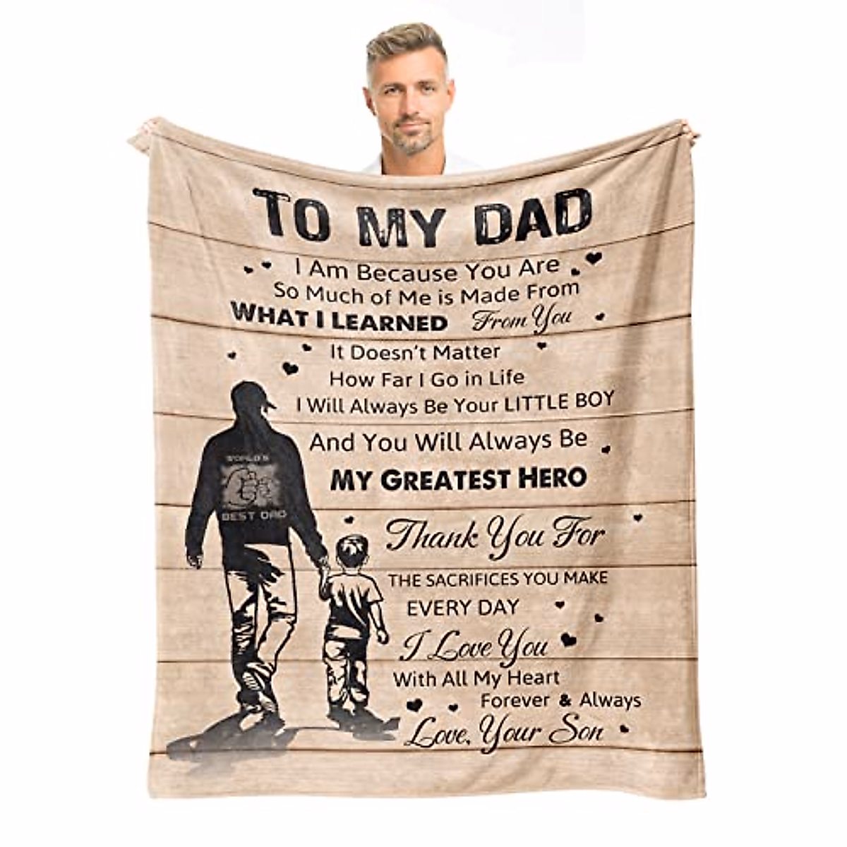 Dad Gifts from Son, Dad Blanket 60"x50", Birthday Gifts for Dad, Best Dad Gifts Ideas for Father, Bonus Dad Gifts for Men Valentines Anniversary Fathers Day Christmas, to My Dad Throw Blankets