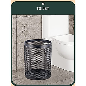 QIBORUN Mesh Wastebasket Round Stainless Steel Trash Can Recycling Bin for Home, Office, Bathroom, Bedroom & Kitchen, 3.5 Gallon / 12L, 11inch Height x 10inch Diameter Garbage Can-Gold