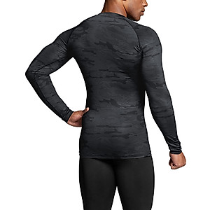 TSLA Men's UPF 50+ Compression 3-Pack - Long Sleeve Athletic Workout Shirt, Water Sports Rash Guard, Large Black/Urban Camo