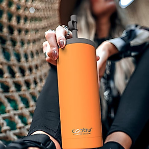 asobu Sippy Double Wall Stainless Steel Tumbler with Silicone Flexible Straw, 20 Ounces (Orange)