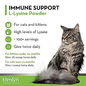 Tomlyn Immune Support Daily L-Lysine Supplement, Fish-Flavored Lysine Powder for Cats and Kittens, 3.5oz