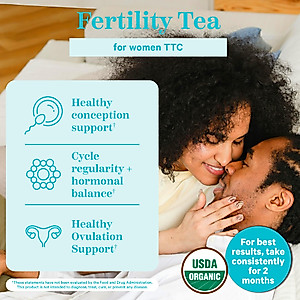 Pink Stork Fertility Tea for Conception and Hormone Balance with Organic Mint, Vitex, and Red Raspberry Leaf, Caffeine Free - Mint, 15 Sachets