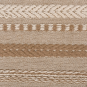 DII Farmhouse Braided Stripe Table Runner Collection, 15x108 (15x113, Fringe Included), Stone