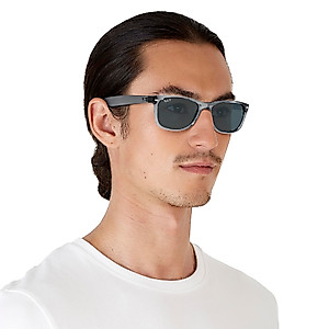 Ray-Ban RB2132 New Wayfarer Square Sunglasses, Transparent Grey/Dark Blue Polarized, 58 mm
