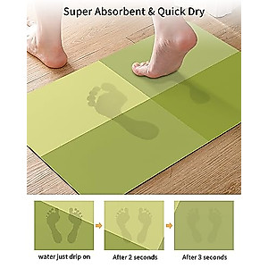 Ombre Green Bath Mat for Tub,Non Slip Bathroom Floor Runner Rug Quick Dry & Absorbent Diatomaceous Earth Kitchen Room Shower Sink Washable Doormat,Modern Abstract Minimalistic Geometric Plaid 16"x24"