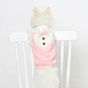 Neiwech Small Dogs Pet Sweaters Gentleman Bow Soft Puppy Knitted Sweatshirts Doggy Pullover Winter Warm Pup Clothes Pink XL