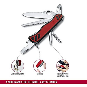 Victorinox Forester M Grip Swiss Army Pocket Knife, Large, Multi Tool, 10 Functions, Wood Saw, Red