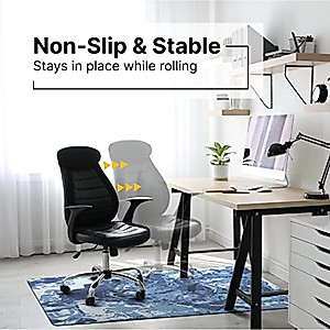 Compadible - Modern Chair Mat for Hard Floors, 36”x47”, Anti-Slip, Minimalist/Abstract Design, Floor Protector (Hardwood & Tiles) for Office, Home, and Gaming Computer Setup (Blueprint)