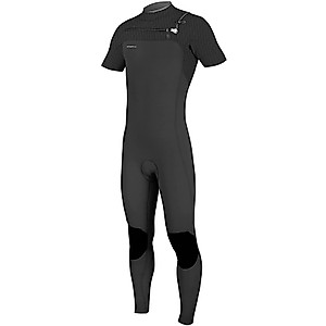 O'Neill Men's Hyperfreak 2mm Chest Zip Short Sleeve Full Wetsuit, Black, Medium Tall