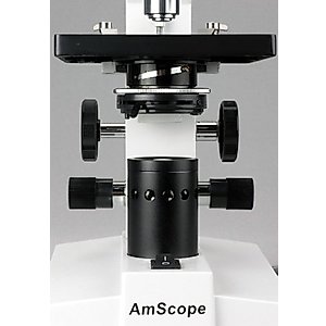 AmScope B100B-E Digital Compound Binocular Microscope, 40X-2000X Magnification, Brightfield, Tungsten Illumination, Abbe Condenser, Plain Stage, Includes 0.3MP Camera and Software