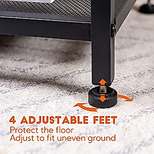 AMHANCIBLE Black Nightstands Set of 2, Small End Tables Living Room with Drawer, Laundry Hamper, Laundry Basket 2 Section