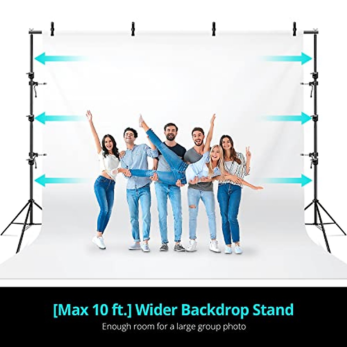 Julius Studio Heavy Duty 10 x 9.6 ft. (W x H) Backdrop Stand Background Support System Kit with Spring Clamps, Elastic String Clip, Sand Bag, Carry Bag for Photography, Events, JSAG660
