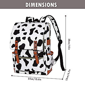 Malaxlx Cow Print Bookbag for Teen Girls Boys, College School Student Laptop Backpack for Womens