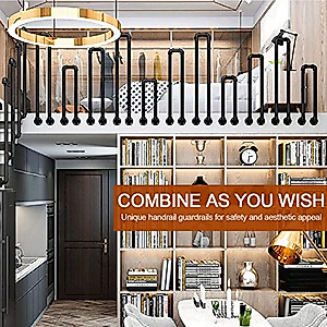 Drsyffsup Black Handrails for Concrete Steps Or Wooden Stairs，1 Steps Wrought Iron Handrail Picket for Indoor Outdoor Garden Villa Porch Grab Rail with Installation Kit (Size : 35cm(1.1ft))