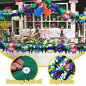 CHolic 2PCS Tropical Flower Garlands, 9.84FT Hibiscus Garland Tissue Flower Banner for Island Beach Party Tropical Luau Birthday Party Hawaiian Wedding Baby Shower Jungle Party Decorations