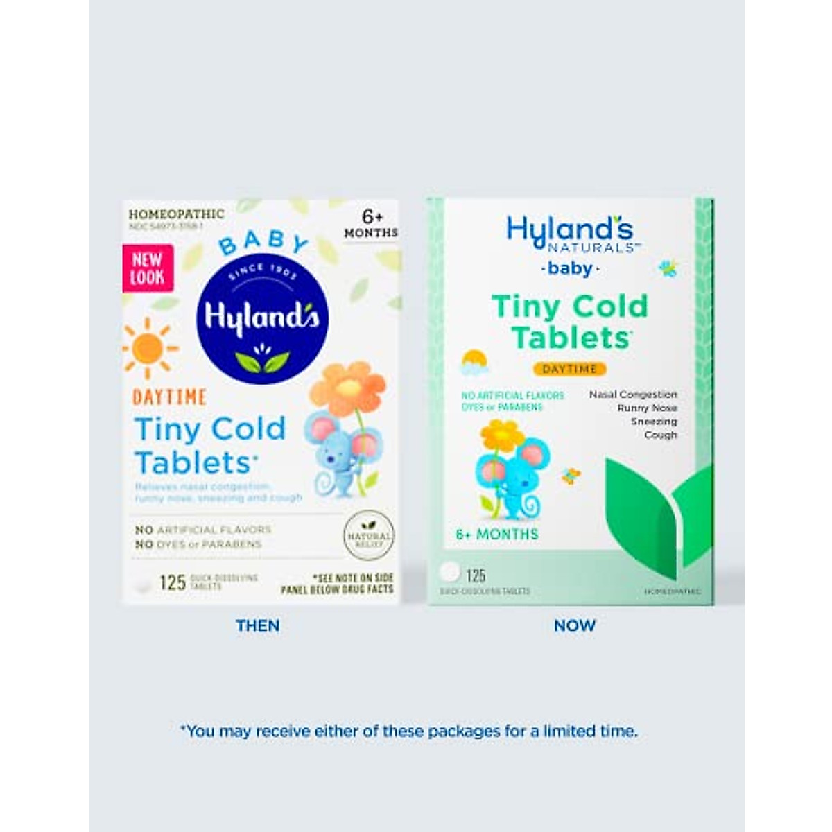 Hyland's Baby Tiny Cold Tablets, Natural Relief of Runny Nose, Congestion, and Occasional Sleeplessness Due to Colds, 125 Quick-Dissolving Tablets (Pack of 2)