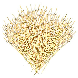 White Pearl Cocktail Picks, Bamboo Toothpicks (4.7 In, 150 Pack)