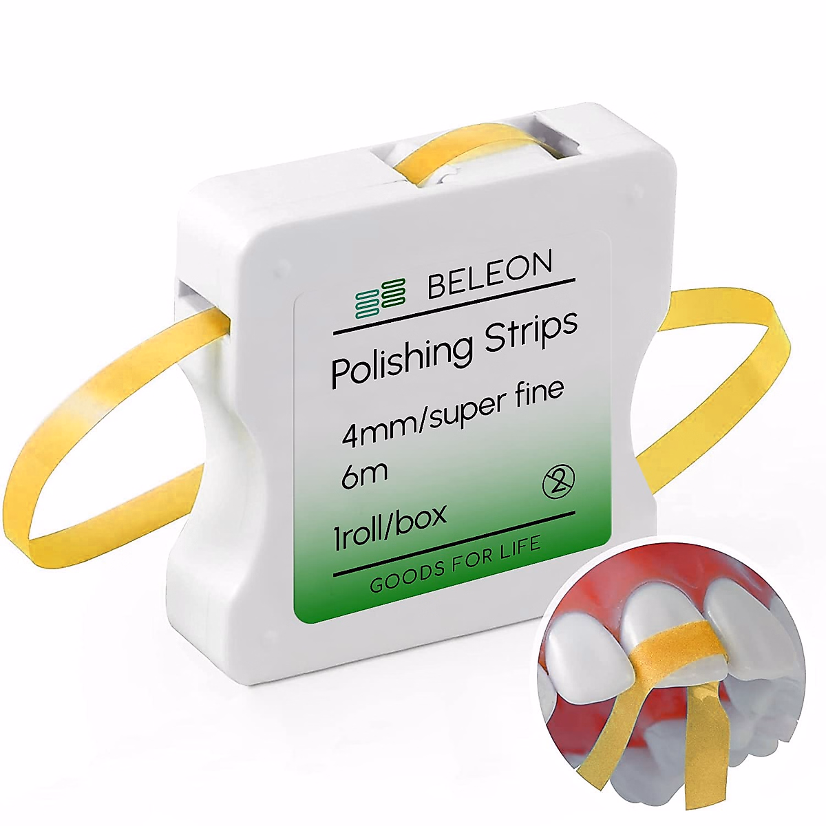 BELEON Dental Polishing Strips - Tooth Polisher Dental File for Teeth Sanding Grinding Deep Teeth Cleaning Tool Tooth Polish Abrasive Strip Oral Care Cleaning Tool - Super Fine 1 Roll 4mm x 6M