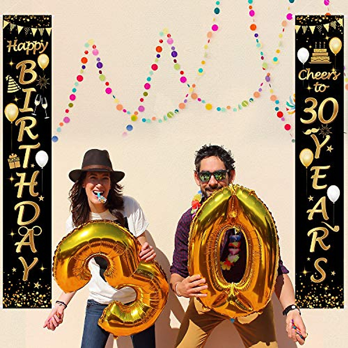 2 Pieces 30th Birthday Party Decorations Cheers to 30 Years Banner 30th Party Decorations Welcome Porch Sign for 30 Years Birthday Supplies (30th Birthday)