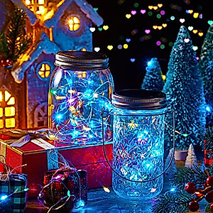 20 Sets Solar Mason Jar Lights 30 LED Fairy Lights with Jar Lid Waterproof Lantern String Lights with 20 Hangers for Outdoor Yard Patio Lawn Garden Wedding Decoration Christmas, Jars Not Included