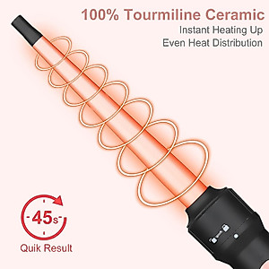 Beach Waver Curling Iron Wand Set 5 in 1 Hair Curlers Waver Crimper Tool for Women Man 3/8 inch - 1 1/4 inch Curling Wands with Attachments for Hair Curly Hairstyle