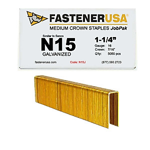 1-1/4" Leg x 7/16" Crown 16GA GALV N15 Staples 5,000ct | N15J