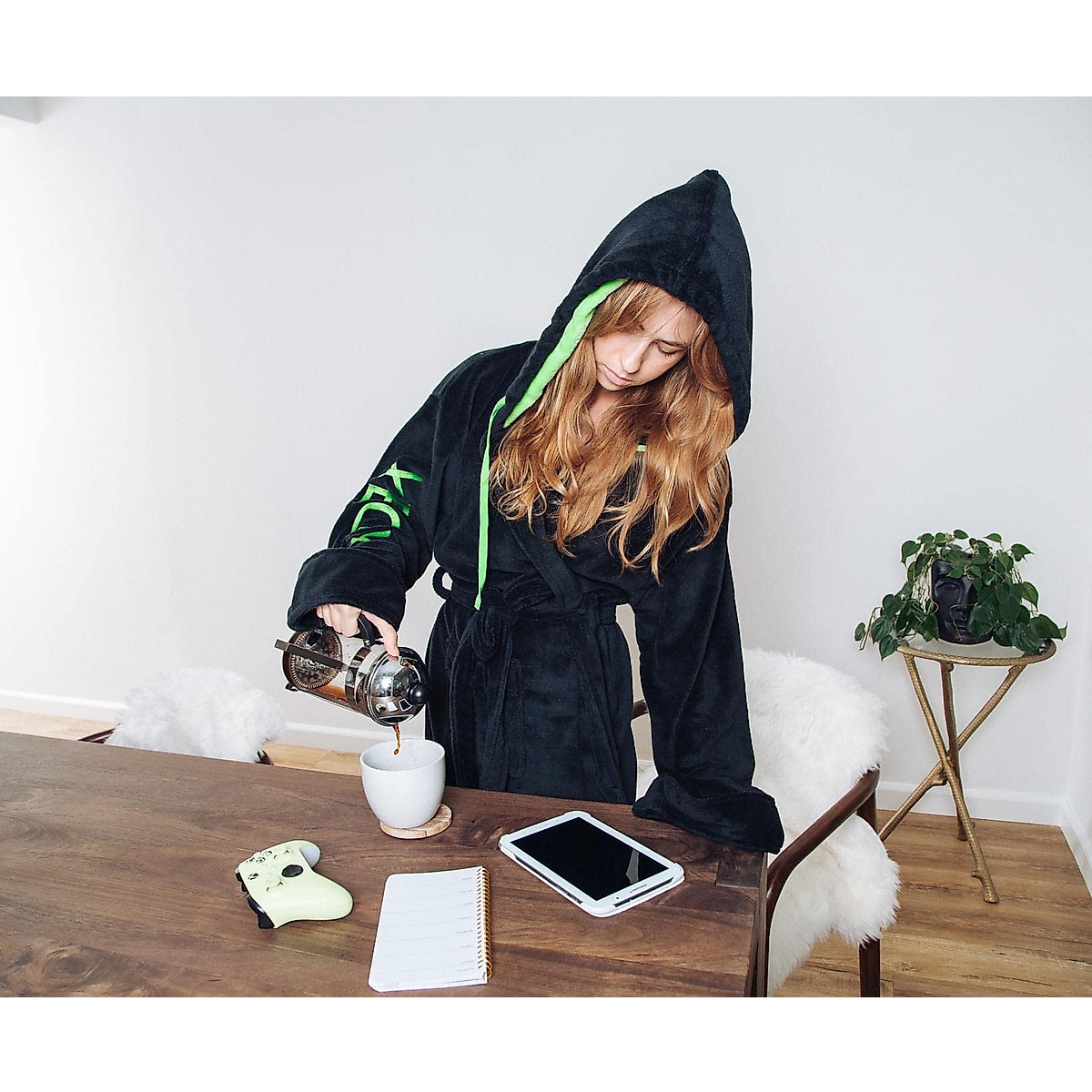 Xbox Gamer Unisex Hooded Fleece Robe for Adults | One Size Fits Most