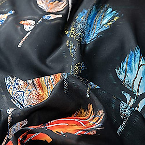 Sheleep Black Floral Duvet Cover Set 3 Pieces Bedding Soft Lightweight Brushed Microfiber Bedding , 1 Duvet Cover 2 Pillow Shams, Queen, Colorful Leaf