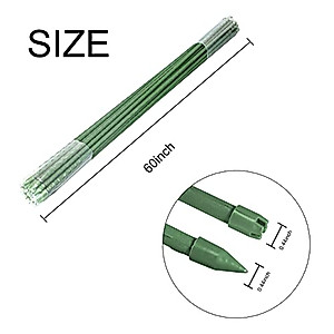 Garden Stakes 60 Inches Plastic Coated Hollow Steel Plant Stakes, Tomato Stakes, Pack of 25