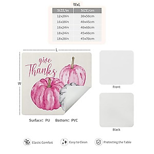 Coffee Mat for Counter, Give Thanks Pink and White Watercolor Pumpkins Absorbent Hide Stain Coffee Bar Mat, Non-slip Coffee Bar Accessories Kitchen Drying Mat Fit Under Coffee Maker Espresso Machine