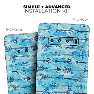 DesignSkinz Blue Tribal Arrow Pattern Protective Vinyl Decal Wrap Skin Cover Compatible with The Samsung Galaxy S20 (Screen Trim & Back Glass Skin)