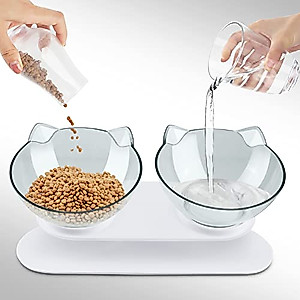Double Cat Bowl with Raised Stand Pet Food Bowl Perfect for Cats and Small Dogs