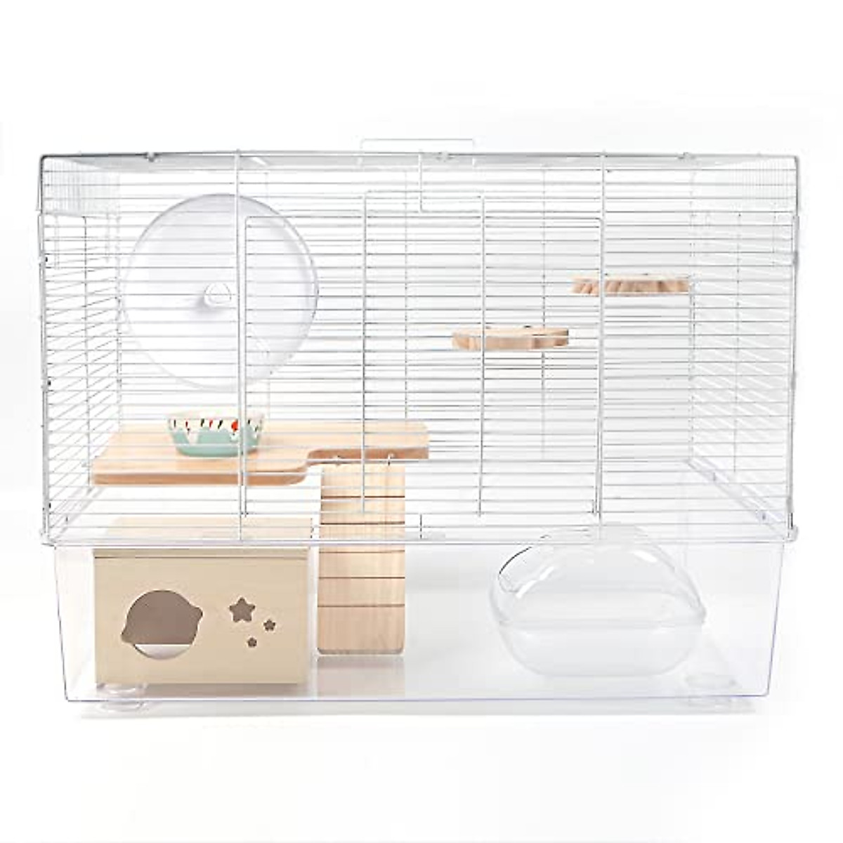 BUCATSTATE Hamster Cage 3-Level with Accessories, Includes Free Exercise Wheel, Water Bottle, Food Bowl & Hamster Hideout, Large Hamster Cage for Dwarf Hamster, Mice, Degus (24.4" L*13.7 "W*16.9" H)
