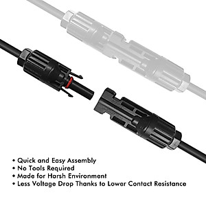 Kit for Connecting 2 Solar Panels in Parallel, Heavy Duty 25A Solar Panel Parallel Connectors, Solar Y Branch Plug Wire Cables (M/FF and F/MM)