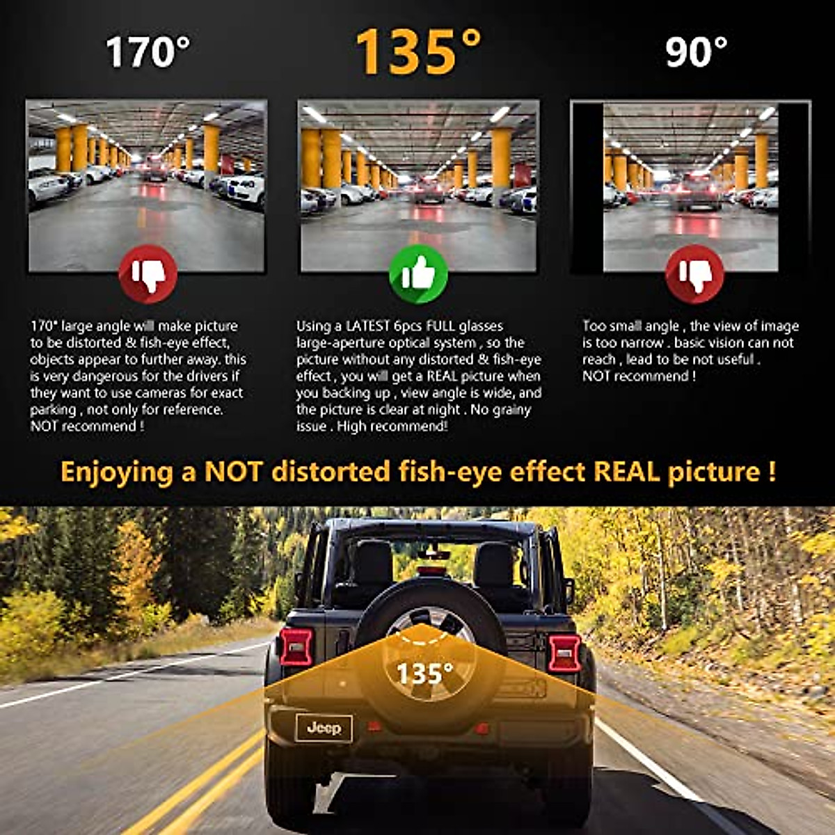 NATIKA Backup Camera for 2007-2018 Jeep Wrangler JK: No Distorted Affect Starlight Night Vision CVBS | AHD Waterproof HD Spare Tire Mount Backup Reverse Rear View Camera for Jeep Wrangler JK 2007-2018
