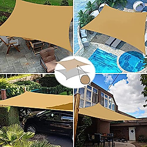 11.5 x 8.2 Ft Waterproof Sun Shade Sails Canopy 300D Oxford Rectangle Shade Sail 90% UV Block for Outdoor Activities Carport Deck Backyard, Light Brown