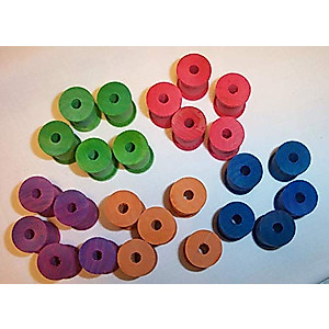 25 Parrot Bird Toy Parts Colored Wood Spools 1-3/16" Large Wooden Craft Beads