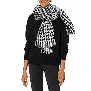 NC Houndstooth Blanket Scarf Cashmere Feel Shawl Wrap Winter Warm Scarf with Tassel 85" x 30"