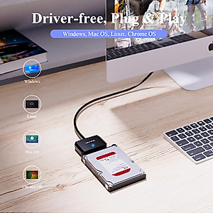 WAVLINK SATA to USB 3.0 Hard Drive Cable, 5Gbps USB3.0 to Sata Cable Support UASP, External Hard Drive SATA I/II/III Connector for 2.5, 3.5 inch HDD SSD Data up to 18TB - Include 12V/2A Power Adapter