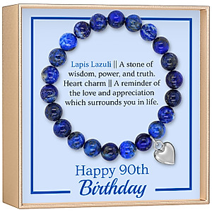 OLGAS GEMS 90th Birthday Milestone Bracelet & Meaningful Message Card for Women - Beautiful and Sentimental 90th birthday gifts for women