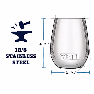YETI Rambler 10 oz Wine Tumbler, Vacuum Insulated, Stainless Steel with MagSlider Lid, Bimini Pink
