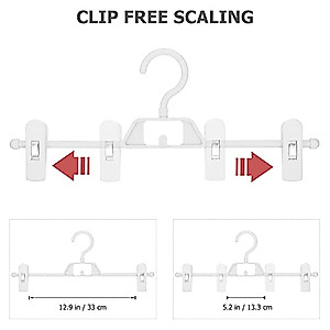 WINOMO 10Pcs Pants Hanger with Clips, White Plastic Dress Trousers Hanger with 360 Rotatable Hook for Women& Men Space Saving