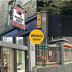 2 Pack No Trespassing Sign, 24 Hour Video Surveillance Signs, Rust-free Aluminum Metal Reflective Sign, Fake Security Camera Sign, Indoor Or Outdoor Use for Home Yard Business CCTV (10 x 7 Inches)