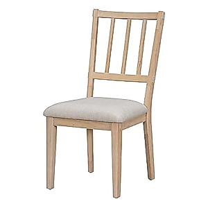 Linique 5-Piece Dining Table Set, 44" Round Dining Table with Curved Bench & Side Chairs for 4-5 People for Dining Room and Kitchen (Natural Wood Wash)