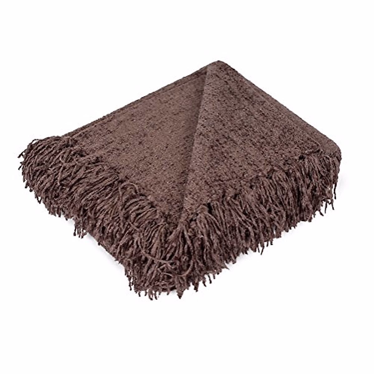 Internet’s Best Thick Chenille Throw Blankets - Ultra Soft Couch Blanket with Fringe - Light Weight Sofa Throw - 100% Microfiber Polyester - Easy Travel - Bed (Brown)