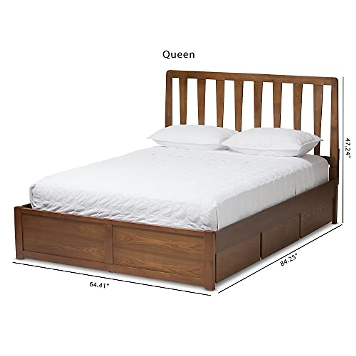 Baxton Studio Garonne Storage Platform Bed, Queen, Walnut Brown