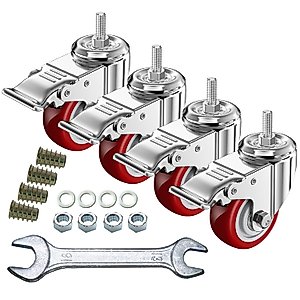DICASAL 3 Inch Heavy Duty Stem Casters 360 Degree Swivel Durable Wheels Castors with Imperial Size 3/8"-16x1" Threads Dual Safety Locks and Bearings Easy to Install for Furniture and DIY Tools
