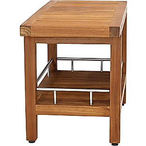 AquaTeak Patented 30" Spa Teak & Stainless Shower Bench with Shelf