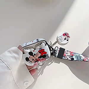AirPods Pro Case Fancy with Mickey and Minnie Lanyard Keychain ，Personalised Anime Kiss Designed and Unique IMD Process TPU Soft AirPods Pro Case